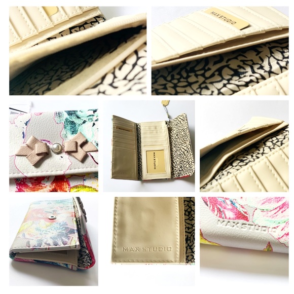 Max Studio | Bags | Max Studio New Floral Wallet Grey Tan Yellow Green ...